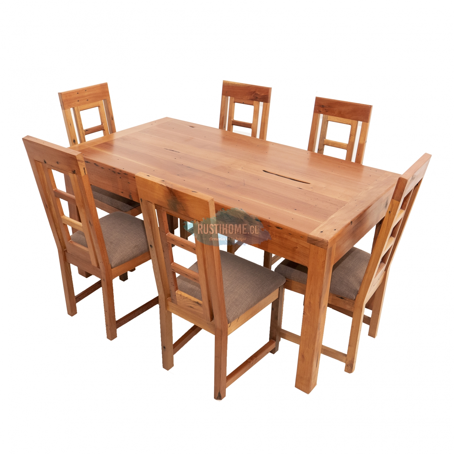 COMEDOR DE MADERA ROBLE DEMOLICIÓN 6 SILLAS - Rusti Home - Armonía en ...